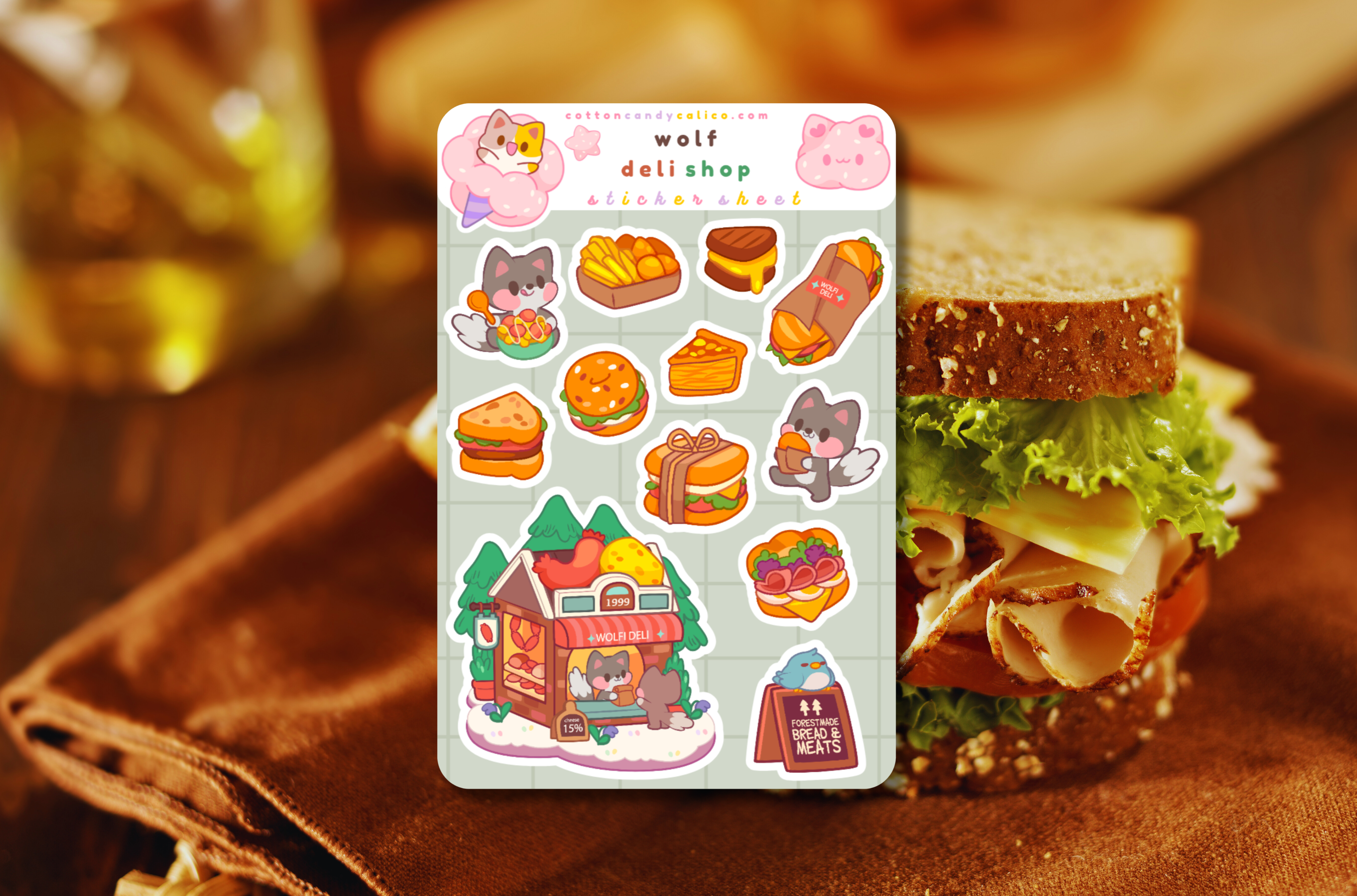 Wolf Deli Shop Sticker Sheet – Cotton Candy Calico